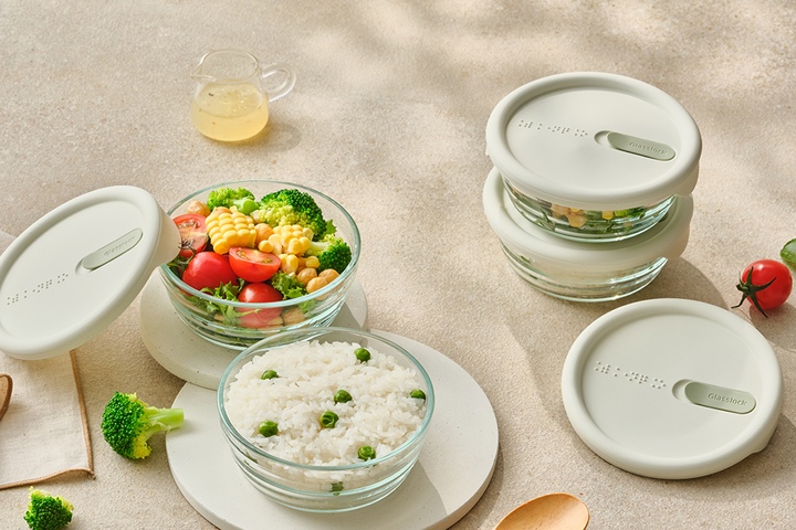 밀폐용기·반찬통 글라스락 훈맹정음 햇밥용기 300ml 4조 세트 오늘의집 쇼핑
