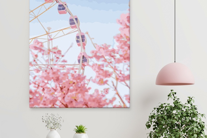 Diy명화그리기 Diy캔버스형 그림그리기 40x50cm 벚꽃 관람차 오늘의집 쇼핑