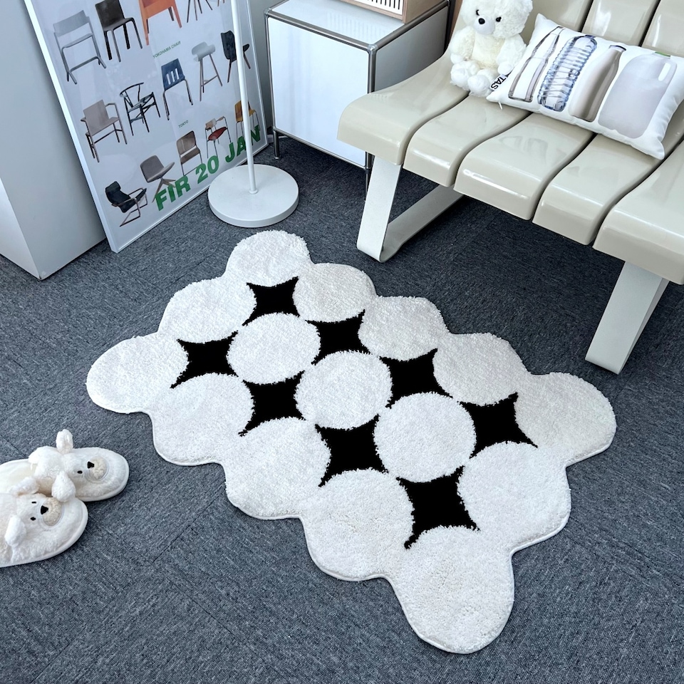 현관·발매트 Made 4size 아이보리 터프팅 다이아몬드 러그 비정형 침대 현관 주방 침실 발매트 오늘의집 쇼핑