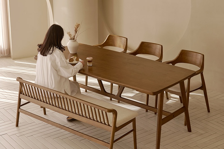 식탁 > 로만 패브릭 원목 6인용 식탁 (테이블+의자3+벤치1) | 오늘의집 쇼핑