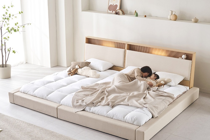 침대프레임 > 발빠짐방지 릴렉스업 저상형 LED 수납 오픈형 패밀리침대 프레임 (매트리스 선택) | 오늘의집 쇼핑