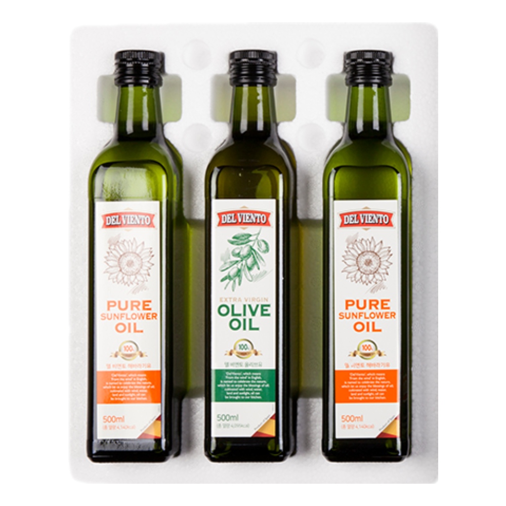 오일·식초·꿀 델비엔토 엑스트라버진 올리브유1p해바라기씨유2p 500ml 3p 선물세트 안전포장 오늘의집 쇼핑