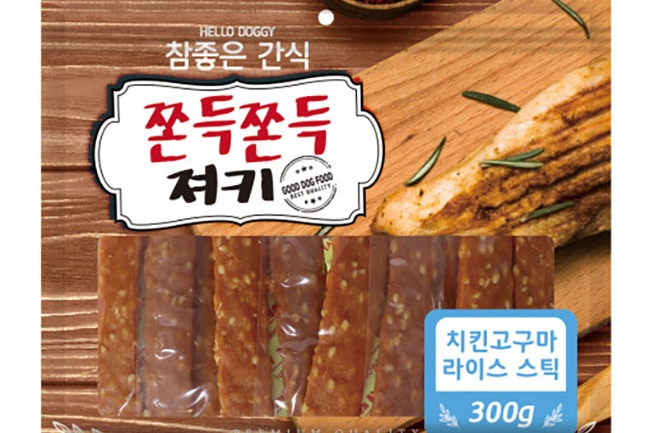 강아지 사료·간식 헬로도기 쫀뜩 육포져키 치킨고구마라이스스틱 대용량강아지간식 300g 오늘의집 쇼핑