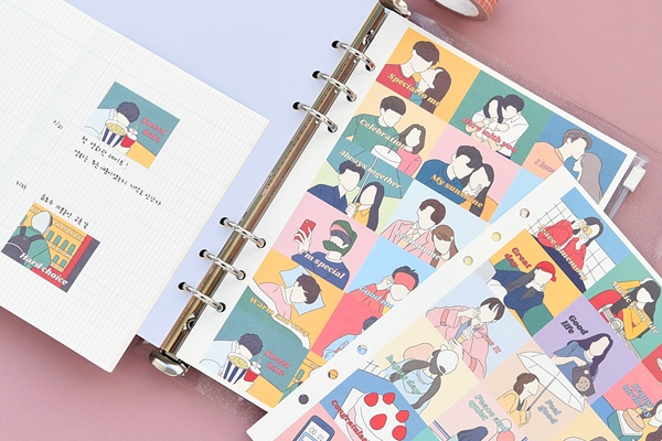 디자인문구 A5 6공 바인딩 와우 스티커 8종 오늘의집 쇼핑