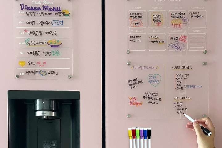 데스크테리어 마카증정 아크릴 자석 메모보드판 일정 스케줄 식단관리 냉장고 현관문 오늘의집 쇼핑