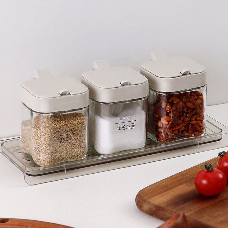 양념통·오일병 > 로망키친 아이보리 사각 스푼 양념병 300ml 3P세트+스티커증정 | 오늘의집 쇼핑