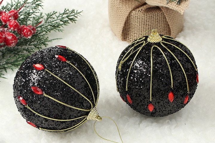 트리·오너먼트 > 도토로 블랙시크 글리터 장식볼 2p(10cm) (루비드롭) | 오늘의집 쇼핑