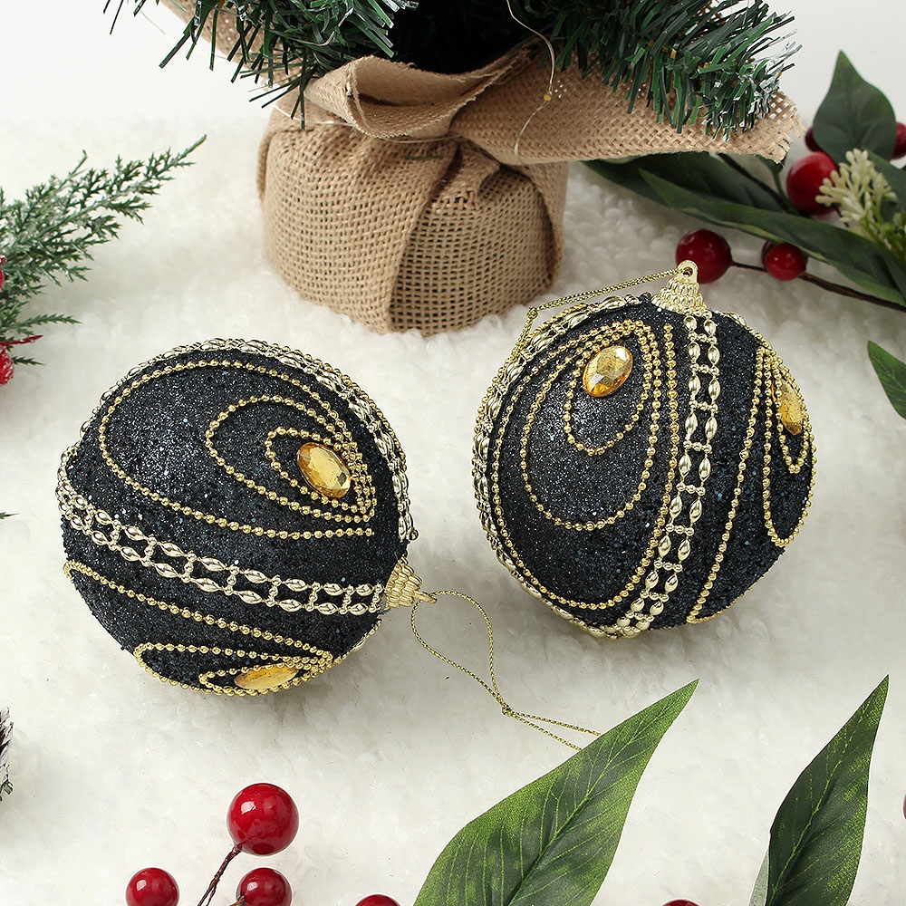 트리·오너먼트 > 도토로 블랙시크 글리터 장식볼 2p(10cm) (보석드레스) | 오늘의집 쇼핑