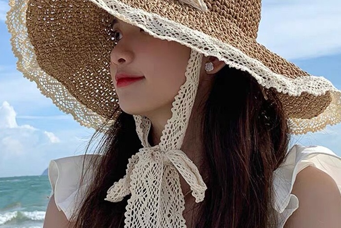 등산·아웃도어 자외선차단 여성 모자 밀짚 벙거지 여름 버킷햇 레이스 바캉스 썬캡 모자 오늘의집 쇼핑