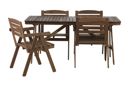 야외가구 > FALHOLMEN 팔홀멘 야외테이블+팔걸이의자4, 그레이브라운 라이트 스테인 브라운 | 오늘의집 쇼핑