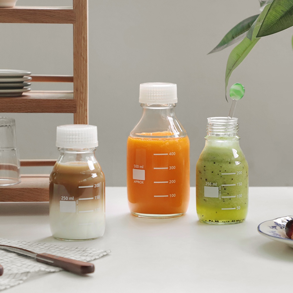 물병·저그·디스펜서 > 눈금 유리병 500ml (뚜껑세트) 드레싱병 양념병 | 오늘의집 쇼핑