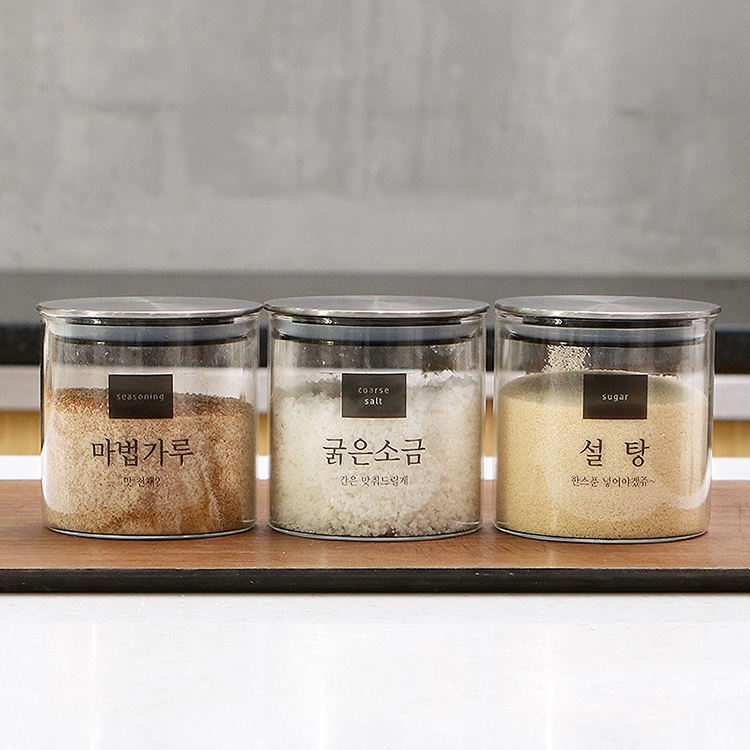 양념통·오일병 더 쉐프 내열유리 원형 캐니스터 300ml X 3개 스티커 오늘의집 쇼핑