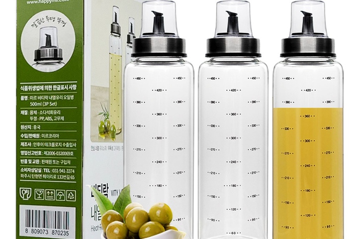 양념통·오일병 비티락 내열유리 오일병 500ml 세트 3개입 양념 네임스티커 포함 오늘의집 쇼핑