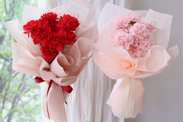 꽃다발·플라워박스 발송일지정예약주문 가정의달 어버이날 카네이션 생화 꽃다발 유리화병 오늘의집 쇼핑