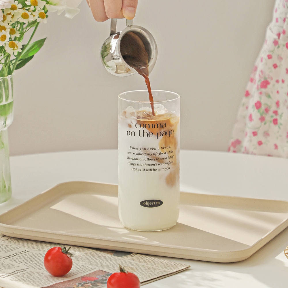 유리컵·물컵 Object M 타이핑 내열 글라스 레터링 홈카페 유리컵 500ml 오늘의집 쇼핑