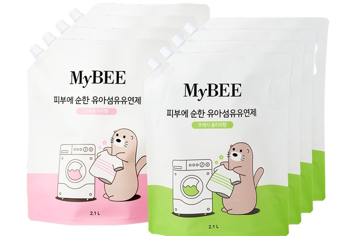 세탁용품 피부에순한 유아섬유유연제 리필 2100ml 4팩 프레시올리브 스위트터치 향 선택 오늘의집 쇼핑