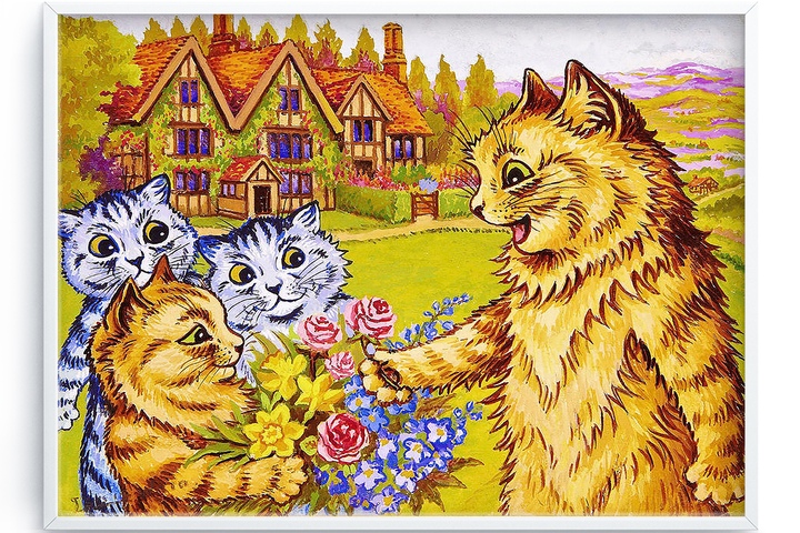 그림·사진 루이스웨인 영화 포스터 명화 액자 고양이 그림정원의 고양이 가족 오늘의집 쇼핑