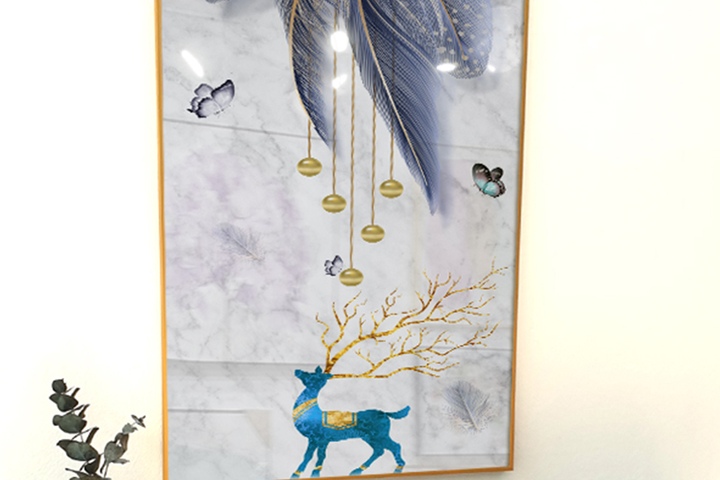 그림·사진 돈 들어오는 기하학 블루 깃털 파란 사슴c 풍수 인테리어 개업 선물 액자 오늘의집 쇼핑