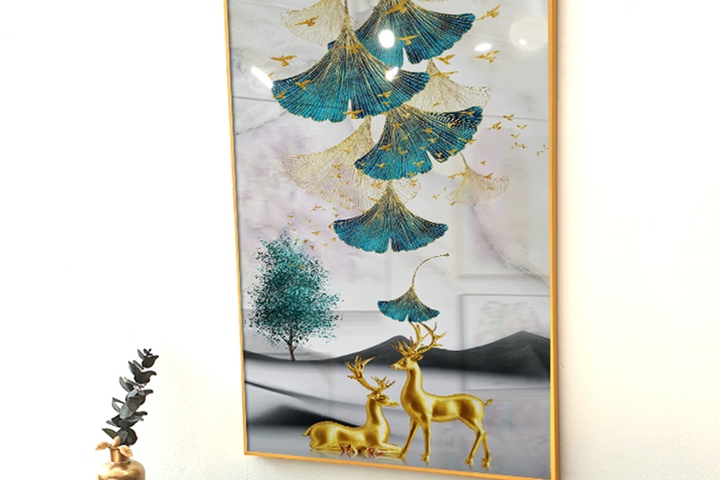 그림·사진 풍수 돈들어오는 비취은행잎 황금사슴 두마리 거실 인테리어 소품 오늘의집 쇼핑