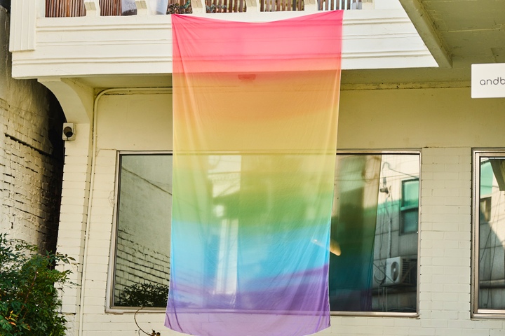 가리개커튼 Rainbow 도톰한 초대형 쉬폰 가리개커튼 무지개 쉬폰 세로형 패브릭포스터 가림막 파티션 오늘의집 쇼핑