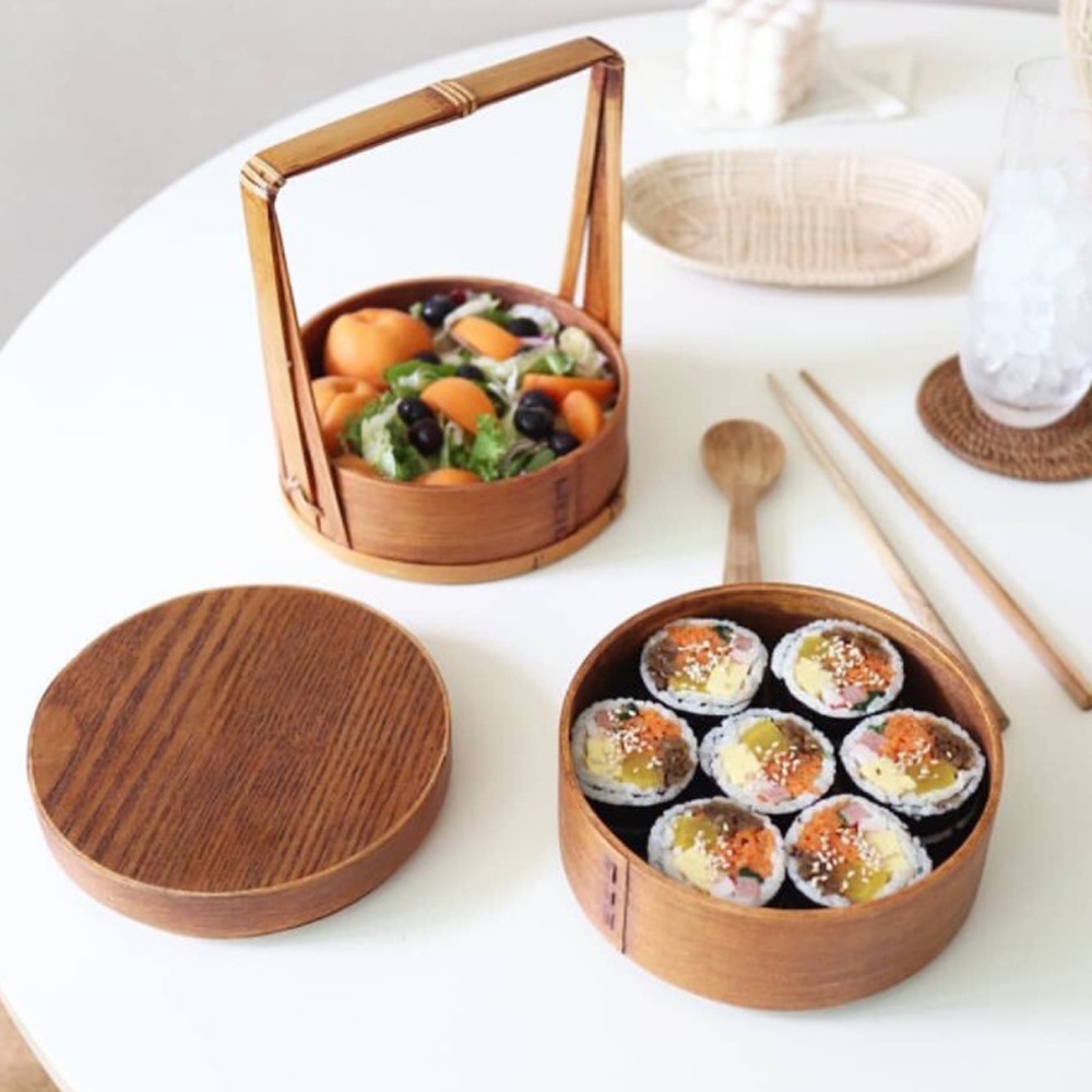 도시락통·런치백 우드찬합 원형 피크닉도시락 나무도시락통 오늘의집 쇼핑