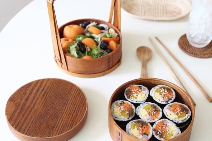 도시락통·런치백 우드찬합 원형 피크닉도시락 나무도시락통 오늘의집 쇼핑