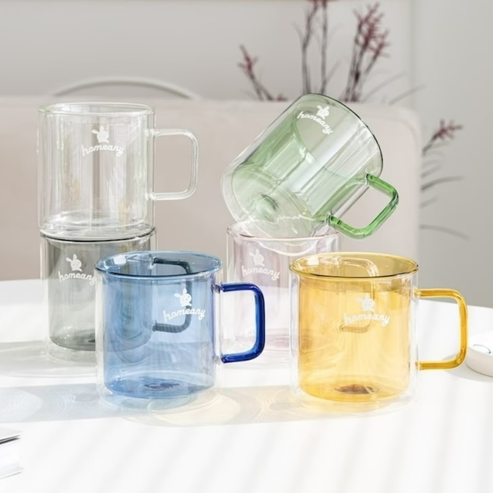 유리컵·물컵 컬러 이중 내열유리컵 380ml 6가지color 택1 오늘의집 쇼핑