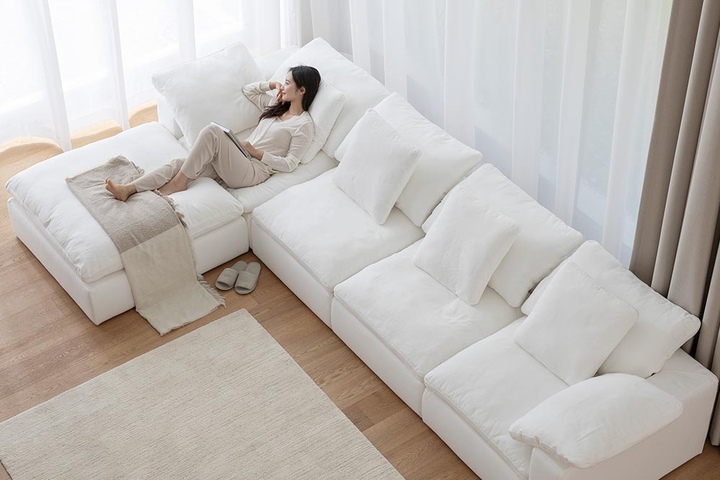 일반소파 > 1+1커버 증정 DK238 4인, 코너형 화이트 코튼 워셔블+풀커버링 구스다운 패브릭 소파 | 오늘의집 쇼핑
