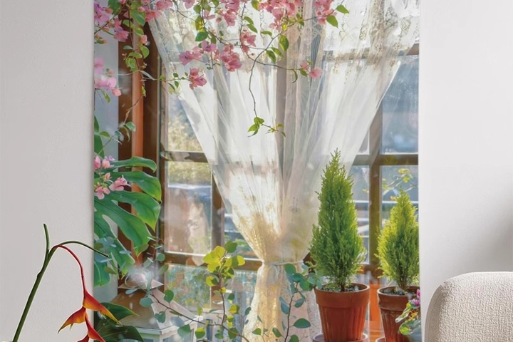 패브릭포스터 해외 봄느낌 태피스트리 벽장식 가림막천 인테리어 패브릭포스터 세로형 오늘의집 쇼핑