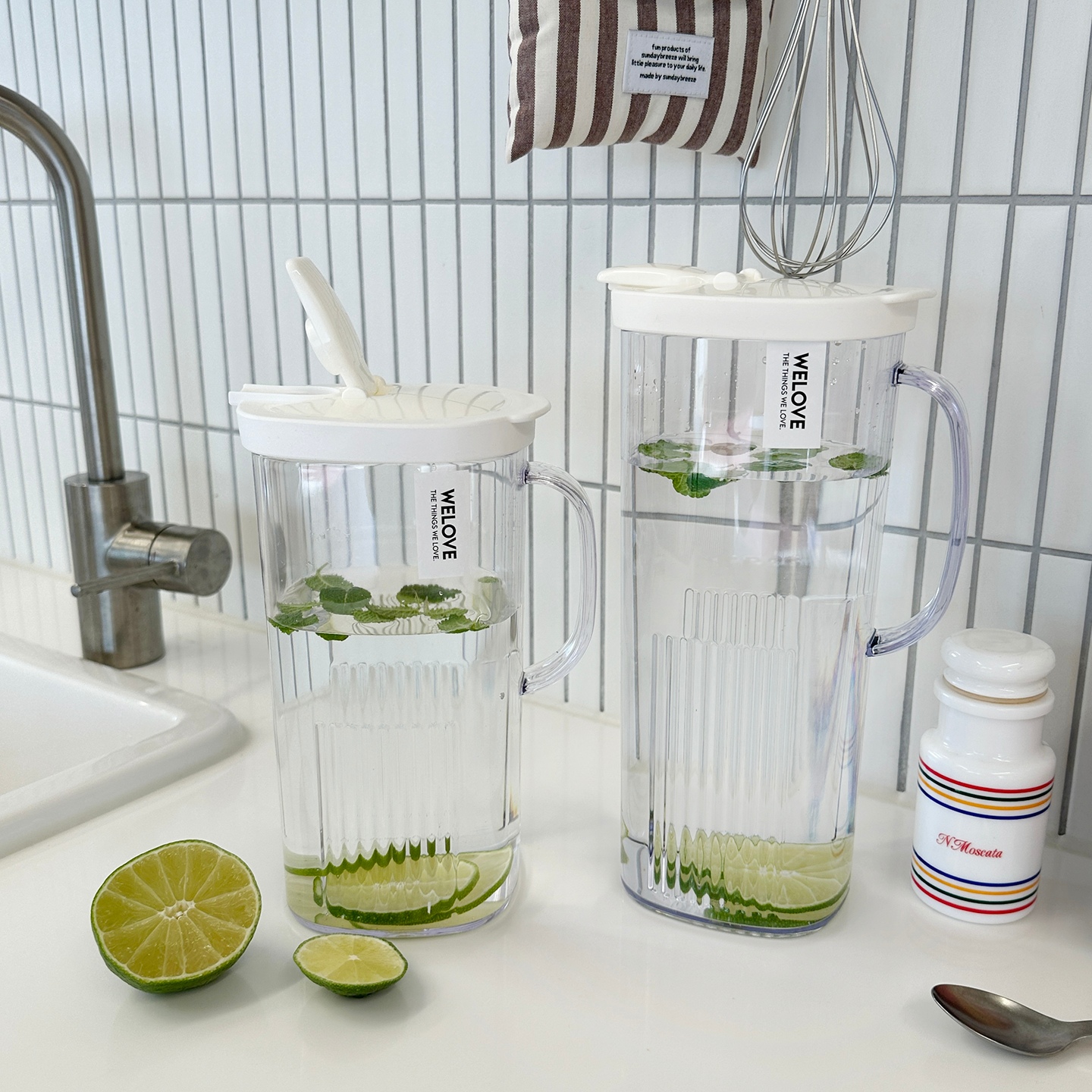 물병·저그·디스펜서 Bpa Free 투명 심플 모던한 화이트 냉장고 손잡이 물병 정사각18l2p세트 오늘의집 쇼핑