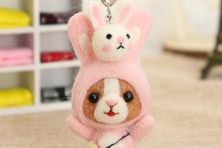 Diy기타수예용품 양모펠트 기타 테마 만세 토끼 니들펠트 인형 만들기 Diy 키트 패키지 오늘의집 쇼핑