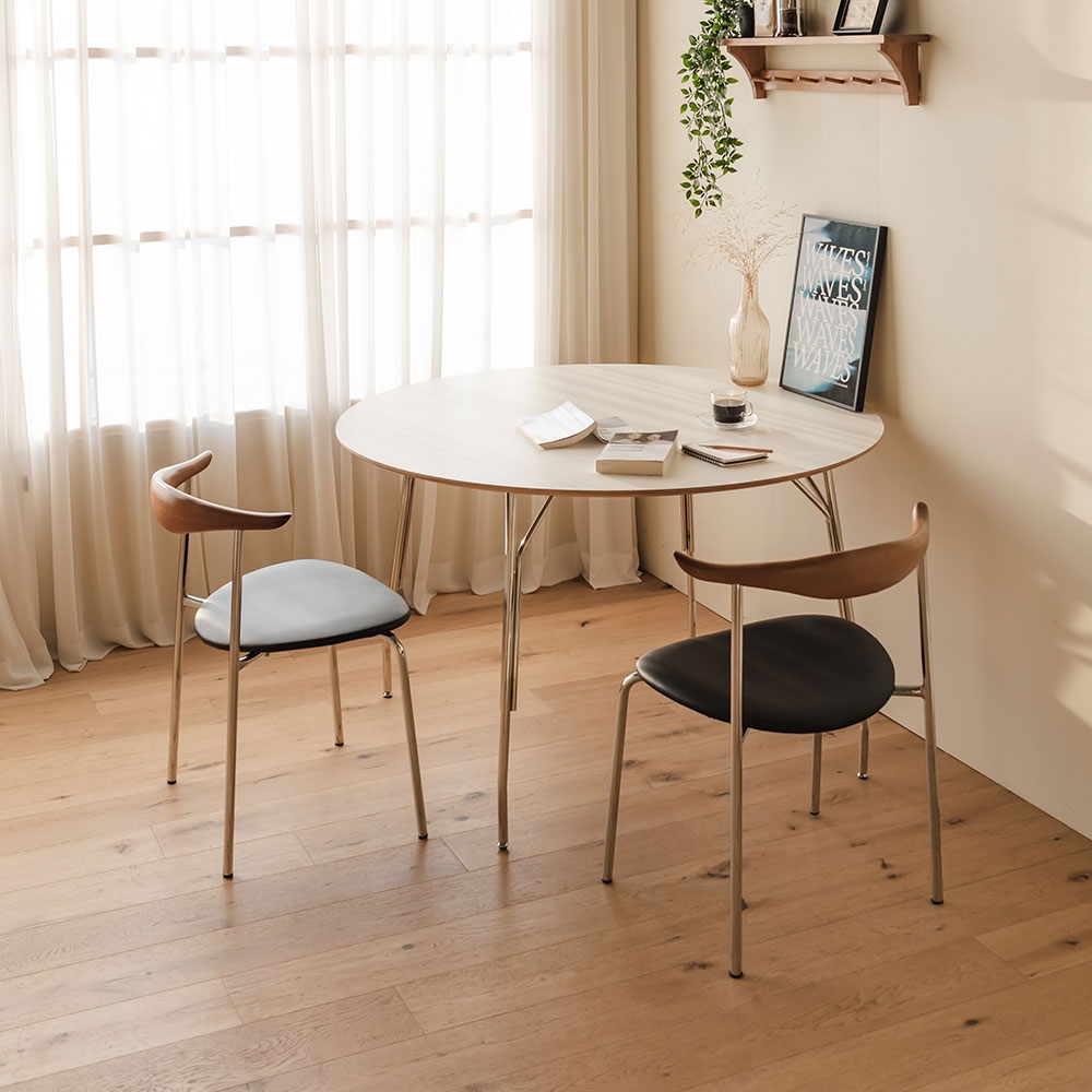 식탁 > 아르네 월넛 원형 HPM 미드센츄리 테이블 2인 식탁세트 1200 | 오늘의집 쇼핑